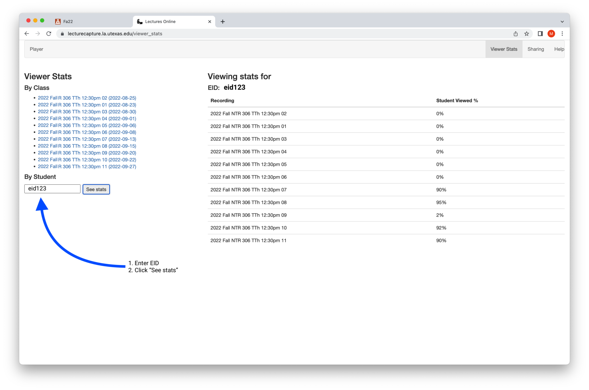 How to view user statistics | Lectures Online